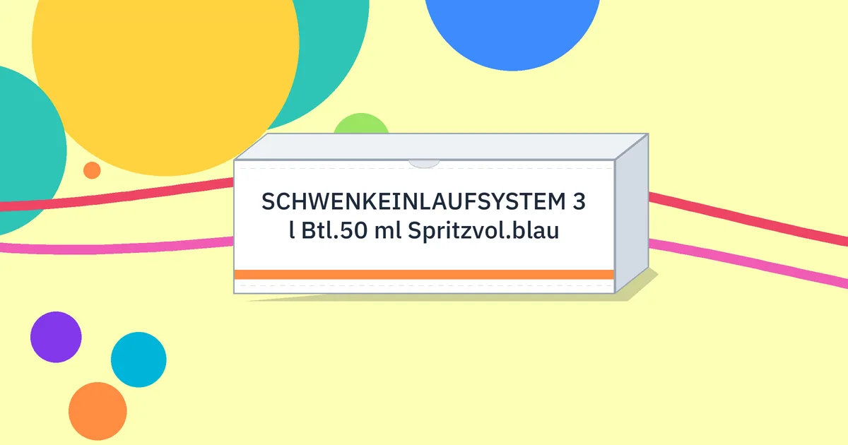 Symbolbild: Packung mit der Aufschrift SCHWENKEINLAUFSYSTEM 3 l Btl.50 ml Spritzvol.blau (PZN 04500389) – Verfügbarkeit und Bezug in Apotheken in Frankfurt am Main