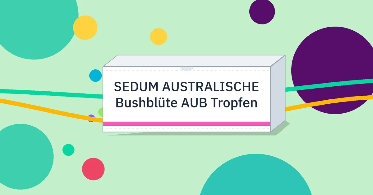 Symbolbild: Packung mit der Aufschrift SEDUM AUSTRALISCHE Bushblüte AUB Tropfen (PZN 19909121) – Verfügbarkeit und Bezug in Apotheken in Frankfurt am Main