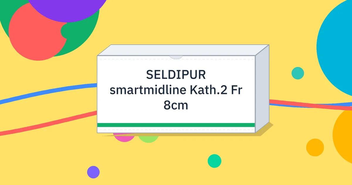 Symbolbild: Packung mit der Aufschrift SELDIPUR smartmidline Kath.2 Fr 8cm (PZN 15263082) – Verfügbarkeit und Bezug in Apotheken in Frankfurt am Main