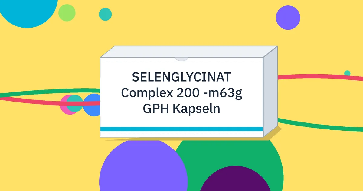 Symbolbild: Packung mit der Aufschrift SELENGLYCINAT Complex 200 -m63g GPH Kapseln (PZN 10190496) – Verfügbarkeit und Bezug in Apotheken in Frankfurt am Main