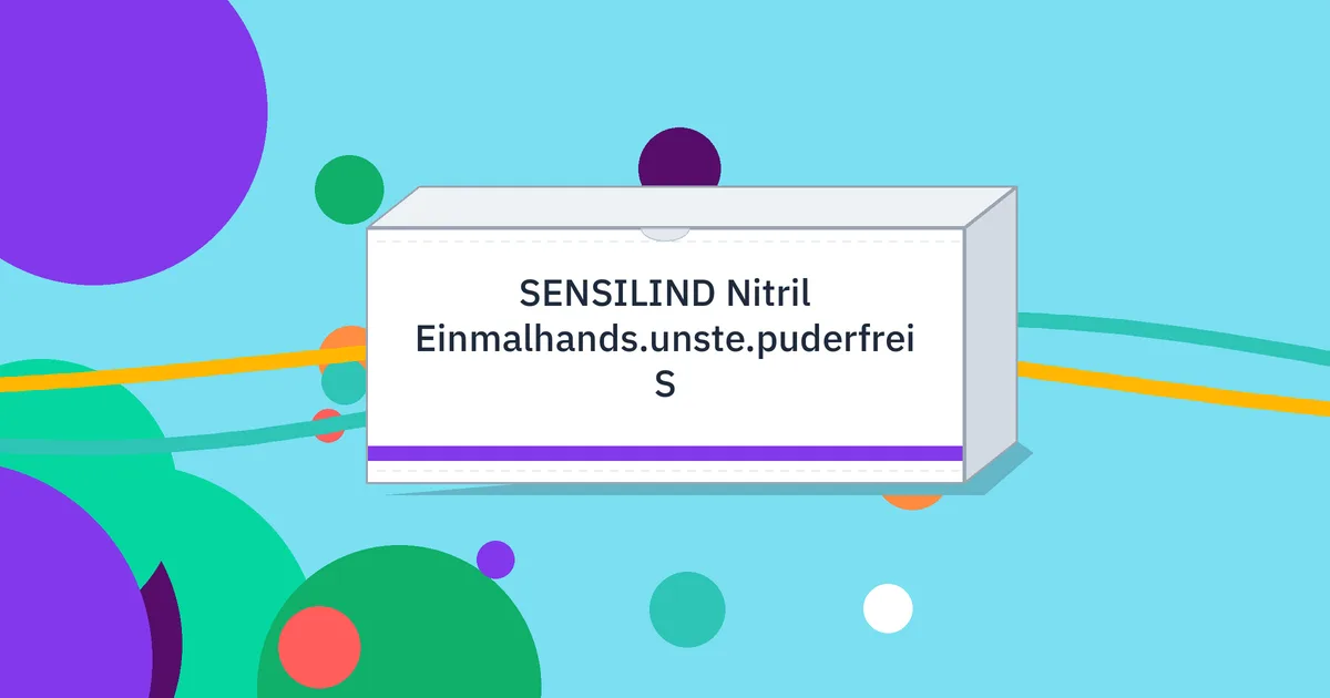 Symbolbild: Packung mit der Aufschrift SENSILIND Nitril Einmalhands.unste.puderfrei S (PZN 18047373) – Verfügbarkeit und Bezug in Apotheken in Frankfurt am Main
