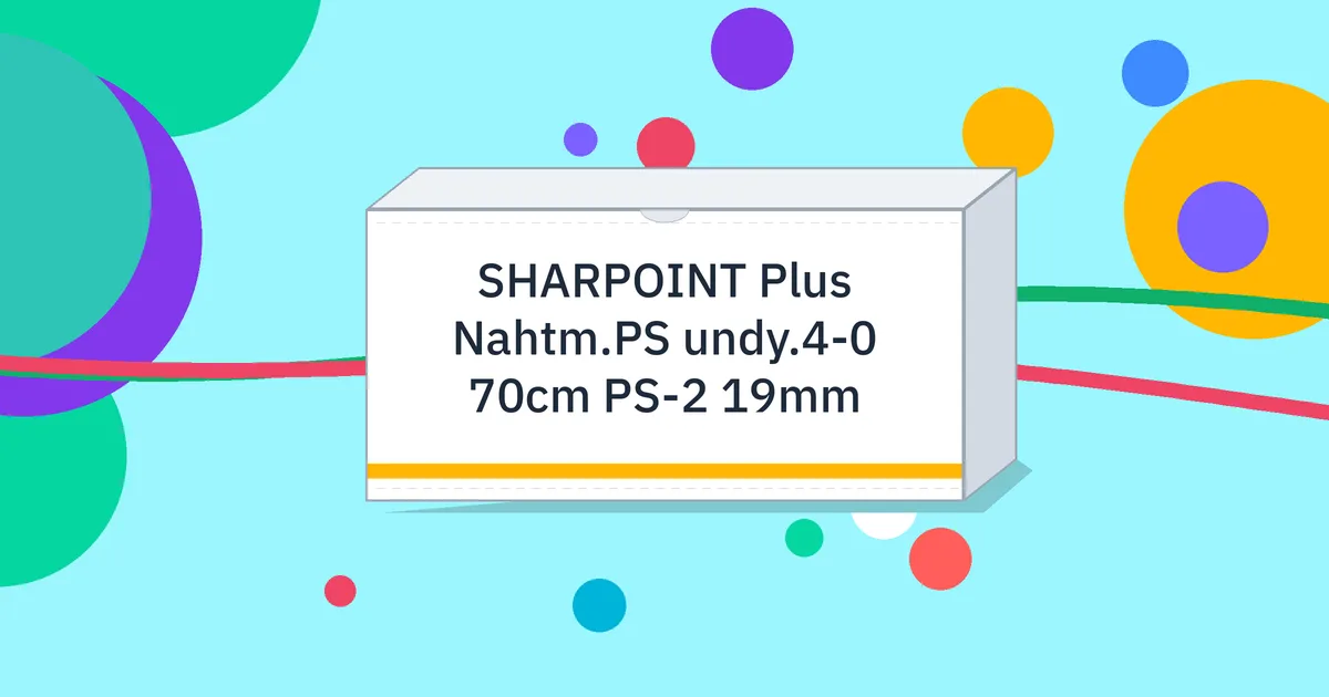 Symbolbild: Packung mit der Aufschrift SHARPOINT Plus Nahtm.PS undy.4-0 70cm PS-2 19mm (PZN 17995487) – Verfügbarkeit und Bezug in Apotheken in Frankfurt am Main