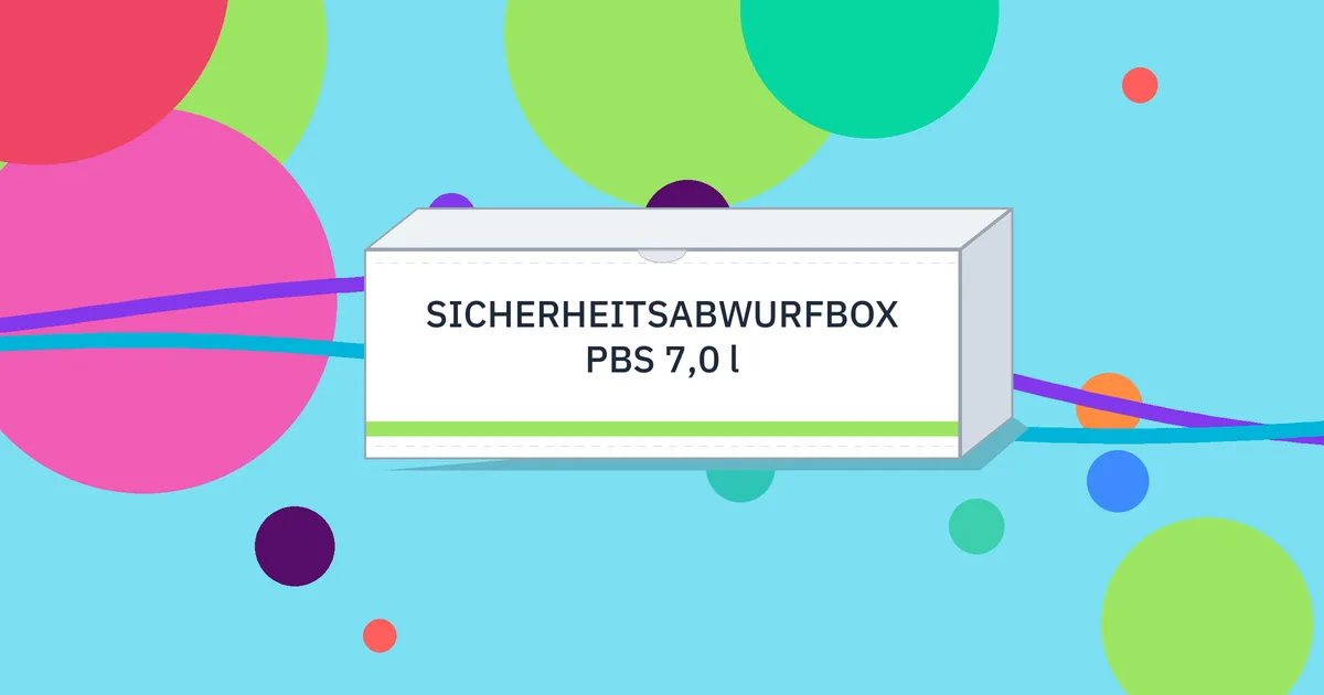 Symbolbild: Packung mit der Aufschrift SICHERHEITSABWURFBOX PBS 7,0 l (PZN 06403207) – Verfügbarkeit und Bezug in Apotheken in Frankfurt am Main