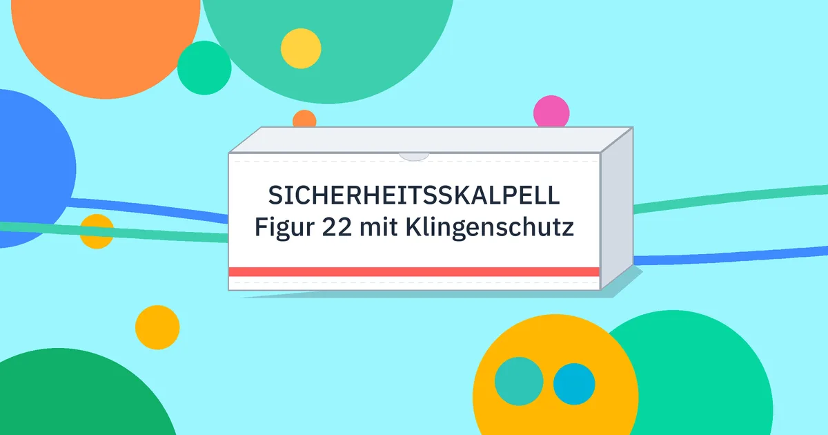 Symbolbild: Packung mit der Aufschrift SICHERHEITSSKALPELL Figur 22 mit Klingenschutz (PZN 12389173) – Verfügbarkeit und Bezug in Apotheken in Frankfurt am Main