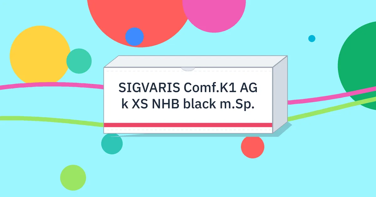 Symbolbild: Packung mit der Aufschrift SIGVARIS Comf.K1 AG k XS NHB black m.Sp. (PZN 17099942) – Verfügbarkeit und Bezug in Apotheken in Frankfurt am Main