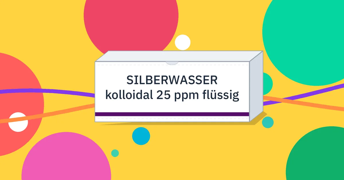 Symbolbild: Packung mit der Aufschrift SILBERWASSER kolloidal 25 ppm flüssig (PZN 20099584) – Verfügbarkeit und Bezug in Apotheken in Frankfurt am Main