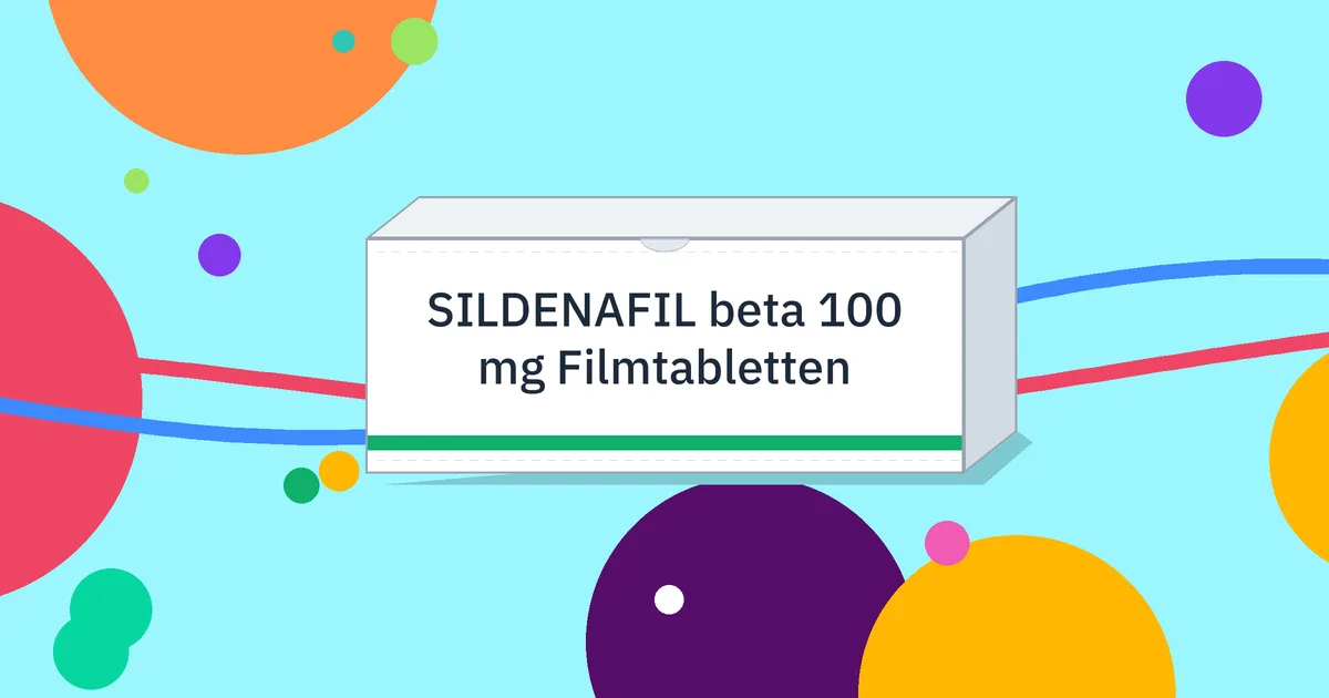 Symbolbild: Packung mit der Aufschrift SILDENAFIL beta 100 mg Filmtabletten (PZN 14243054) – Verfügbarkeit und Bezug in Apotheken in Frankfurt am Main