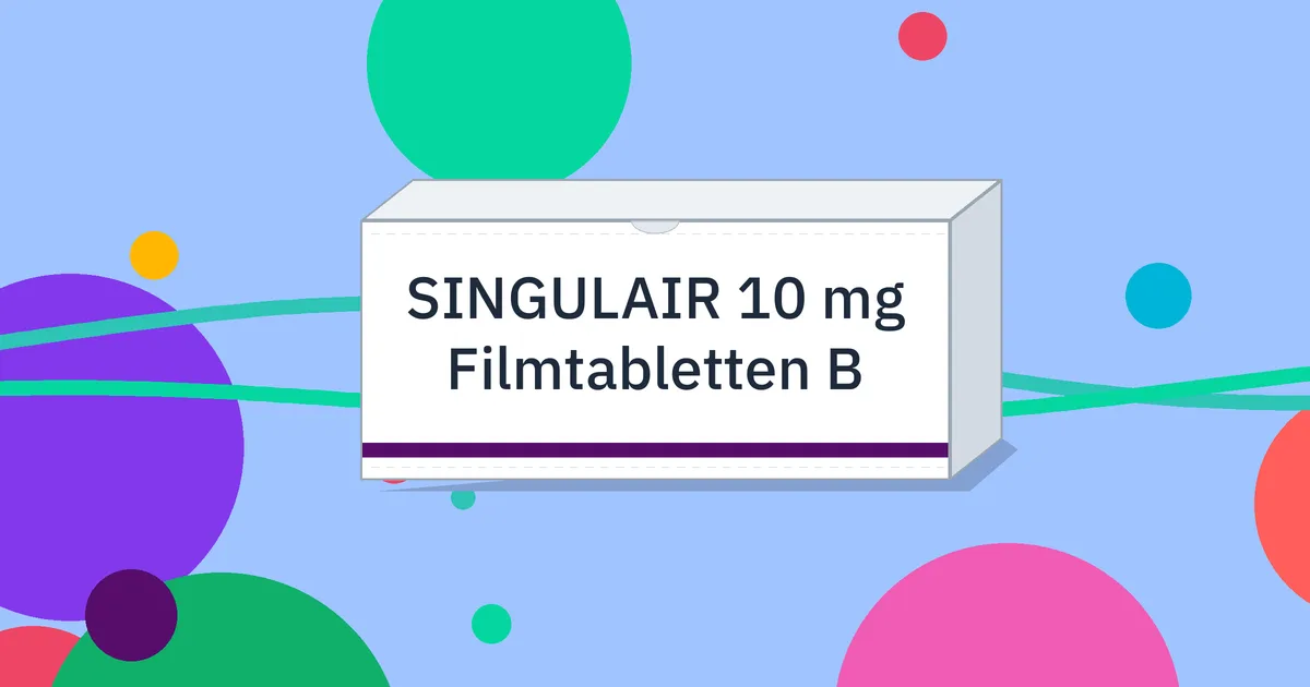 Symbolbild: Packung mit der Aufschrift SINGULAIR 10 mg Filmtabletten B (PZN 05525500) – Verfügbarkeit und Bezug in Apotheken in Frankfurt am Main