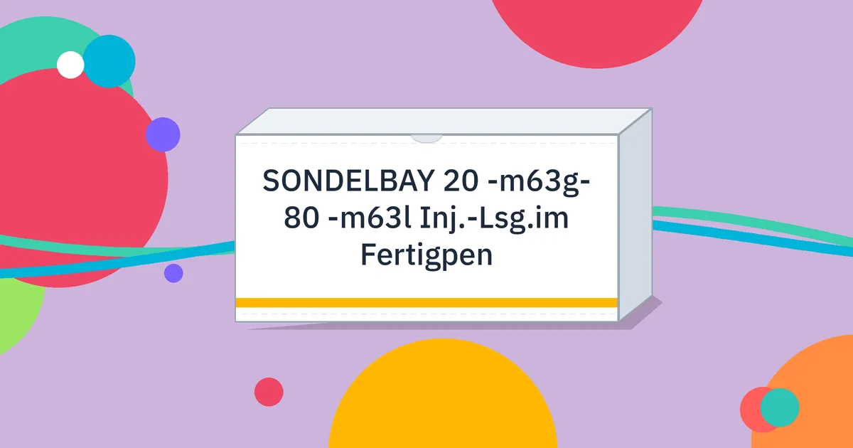 Symbolbild: Packung mit der Aufschrift SONDELBAY 20 -m63g-80 -m63l Inj.-Lsg.im Fertigpen (PZN 19927337) – Verfügbarkeit und Bezug in Apotheken in Frankfurt am Main