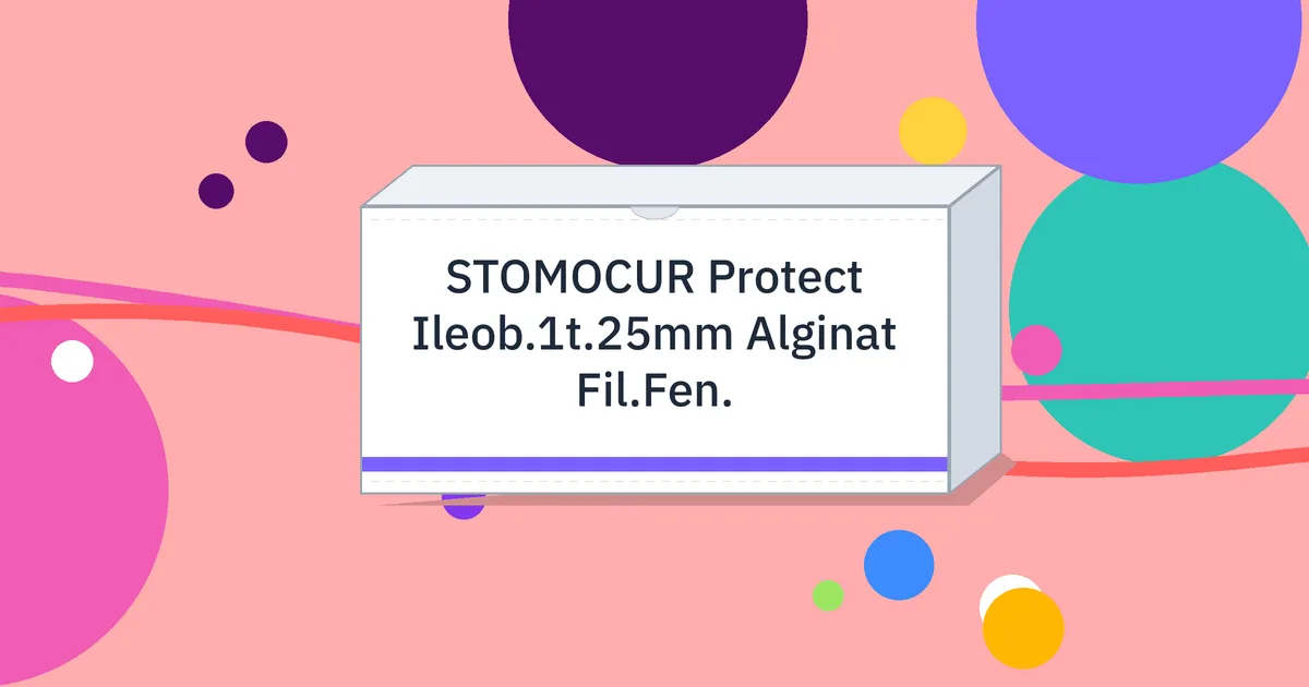 Symbolbild: Packung mit der Aufschrift STOMOCUR Protect Ileob.1t.25mm Alginat Fil.Fen. (PZN 14363516) – Verfügbarkeit und Bezug in Apotheken in Frankfurt am Main