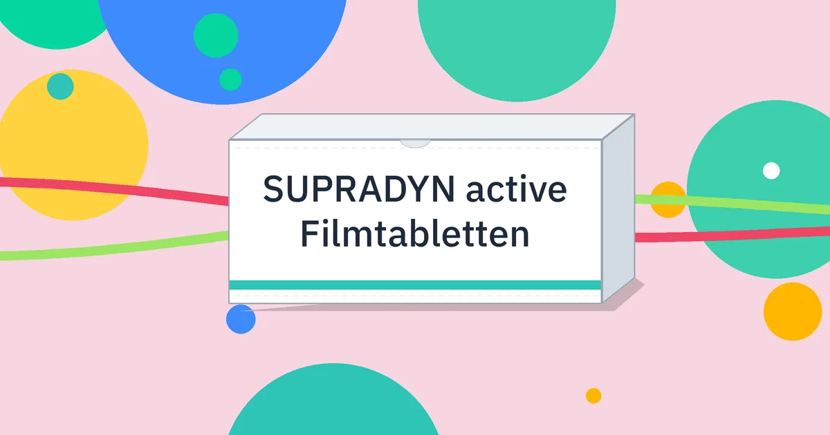 Symbolbild: Packung mit der Aufschrift SUPRADYN active Filmtabletten (PZN 16571733) – Verfügbarkeit und Bezug in Apotheken in Frankfurt am Main