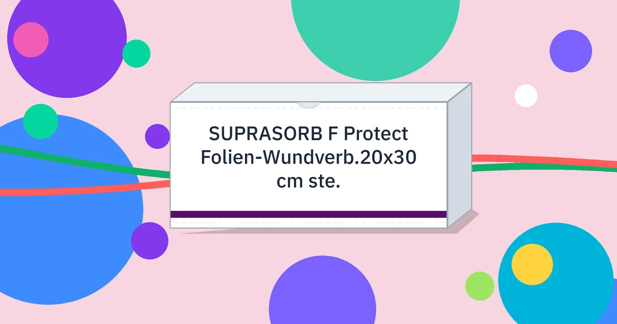 Symbolbild: Packung mit der Aufschrift SUPRASORB F Protect Folien-Wundverb.20x30 cm ste. (PZN 19251153) – Verfügbarkeit und Bezug in Apotheken in Frankfurt am Main