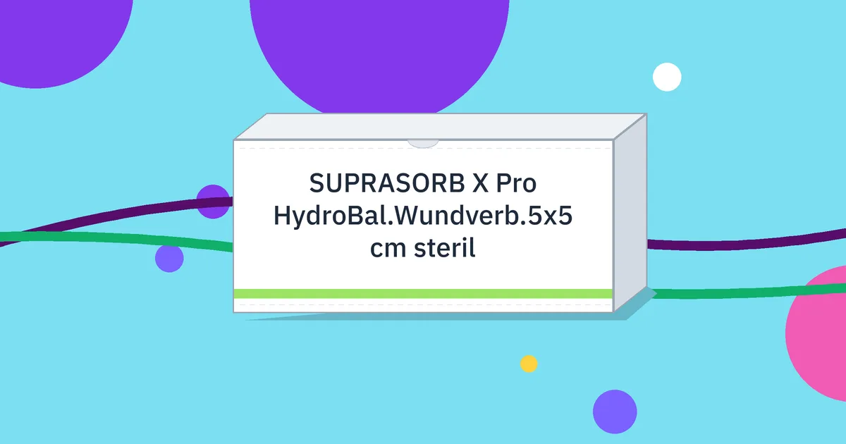 Symbolbild: Packung mit der Aufschrift SUPRASORB X Pro HydroBal.Wundverb.5x5 cm steril (PZN 20845277) – Verfügbarkeit und Bezug in Apotheken in Frankfurt am Main