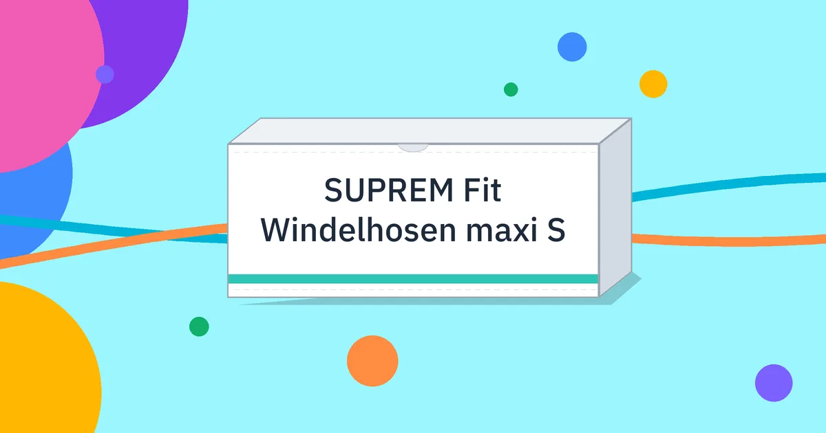 Symbolbild: Packung mit der Aufschrift SUPREM Fit Windelhosen maxi S (PZN 08835388) – Verfügbarkeit und Bezug in Apotheken in Frankfurt am Main