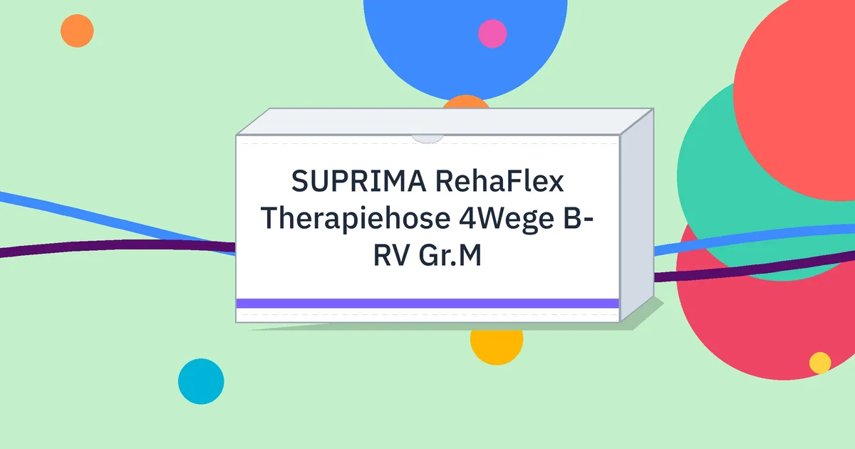 Symbolbild: Packung mit der Aufschrift SUPRIMA RehaFlex Therapiehose 4Wege B-RV Gr.M (PZN 18128580) – Verfügbarkeit und Bezug in Apotheken in Frankfurt am Main