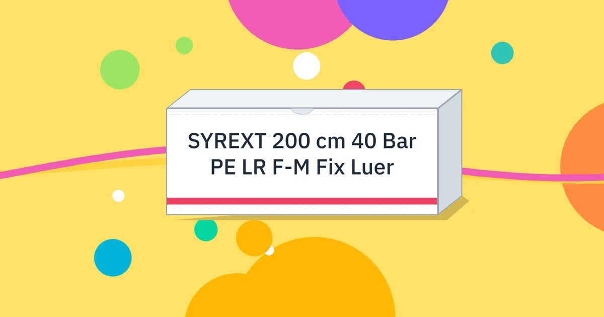 Symbolbild: Packung mit der Aufschrift SYREXT 200 cm 40 Bar PE LR F-M Fix Luer (PZN 17898637) – Verfügbarkeit und Bezug in Apotheken in Frankfurt am Main