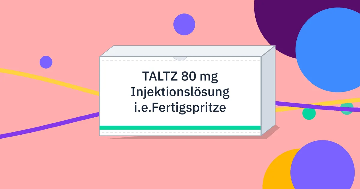 Symbolbild: Packung mit der Aufschrift TALTZ 80 mg Injektionslösung i.e.Fertigspritze (PZN 12143408) – Verfügbarkeit und Bezug in Apotheken in Frankfurt am Main