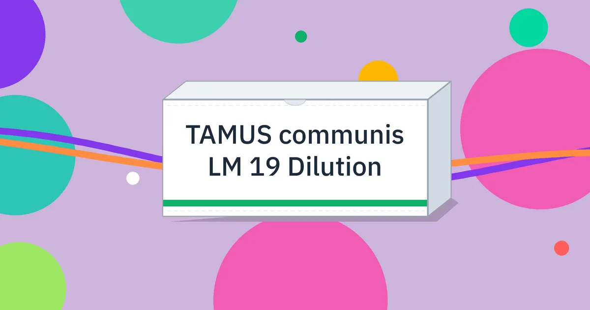 Symbolbild: Packung mit der Aufschrift TAMUS communis LM 19 Dilution (PZN 13687412) – Verfügbarkeit und Bezug in Apotheken in Frankfurt am Main