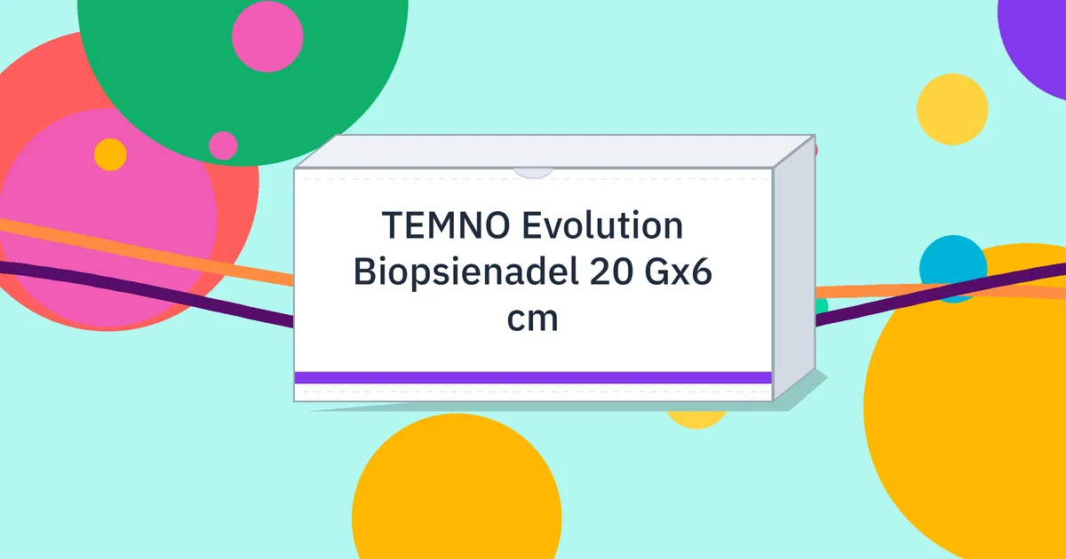 Symbolbild: Packung mit der Aufschrift TEMNO Evolution Biopsienadel 20 Gx6 cm (PZN 18765950) – Verfügbarkeit und Bezug in Apotheken in Frankfurt am Main