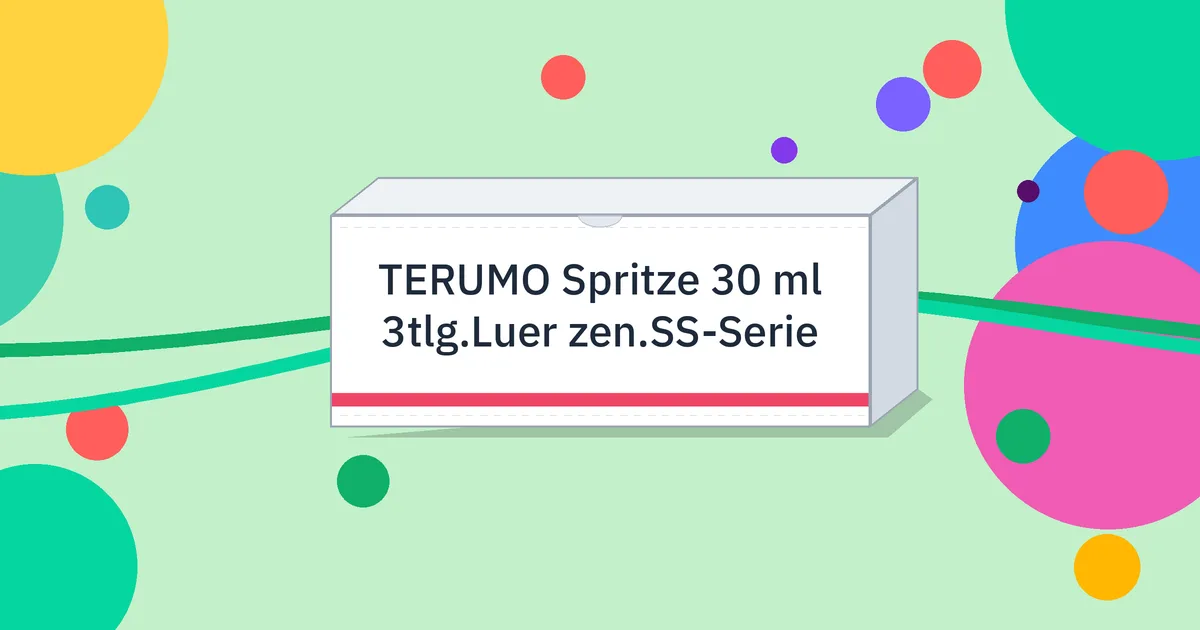 Symbolbild: Packung mit der Aufschrift TERUMO Spritze 30 ml 3tlg.Luer zen.SS-Serie (PZN 18060735) – Verfügbarkeit und Bezug in Apotheken in Frankfurt am Main