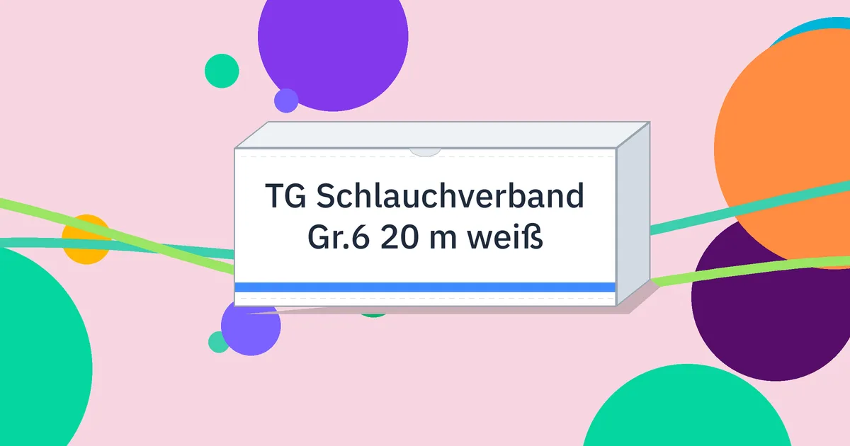 Symbolbild: Packung mit der Aufschrift TG Schlauchverband Gr.6 20 m weiß (PZN 19831270) – Verfügbarkeit und Bezug in Apotheken in Frankfurt am Main