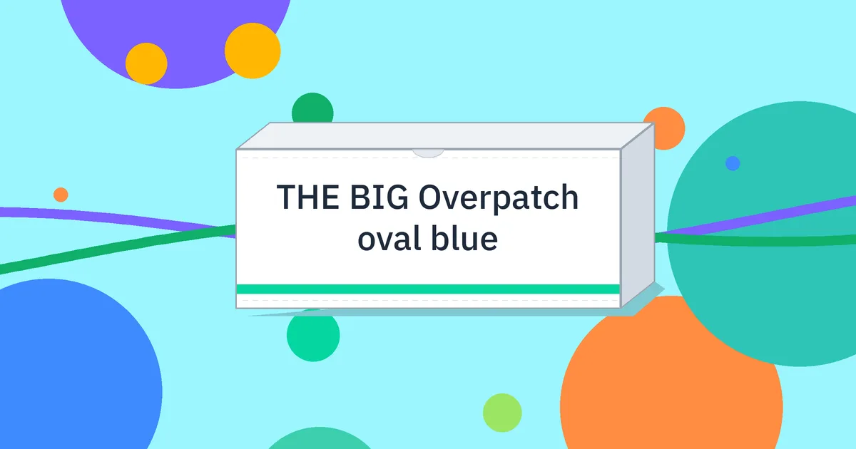 Symbolbild: Packung mit der Aufschrift THE BIG Overpatch oval blue (PZN 19867606) – Verfügbarkeit und Bezug in Apotheken in Frankfurt am Main