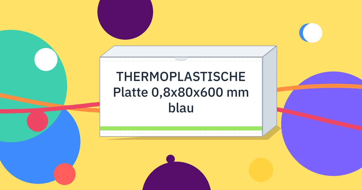 Symbolbild: Packung mit der Aufschrift THERMOPLASTISCHE Platte 0,8x80x600 mm blau (PZN 11549893) – Verfügbarkeit und Bezug in Apotheken in Frankfurt am Main