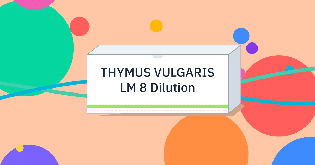 Symbolbild: Packung mit der Aufschrift THYMUS VULGARIS LM 8 Dilution (PZN 13223351) – Verfügbarkeit und Bezug in Apotheken in Frankfurt am Main