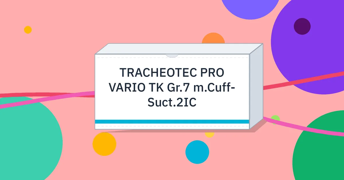 Symbolbild: Packung mit der Aufschrift TRACHEOTEC PRO VARIO TK Gr.7 m.Cuff-Suct.2IC (PZN 14285408) – Verfügbarkeit und Bezug in Apotheken in Frankfurt am Main