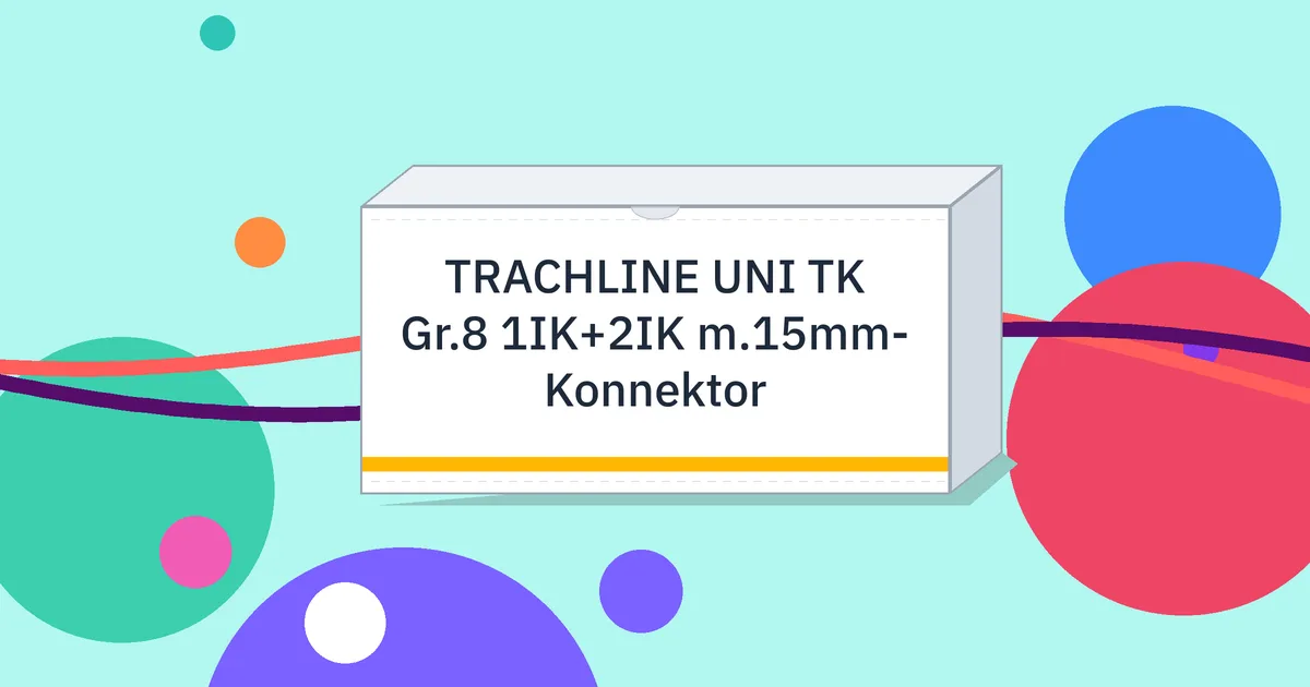 Symbolbild: Packung mit der Aufschrift TRACHLINE UNI TK Gr.8 1IK+2IK m.15mm-Konnektor (PZN 17156350) – Verfügbarkeit und Bezug in Apotheken in Frankfurt am Main