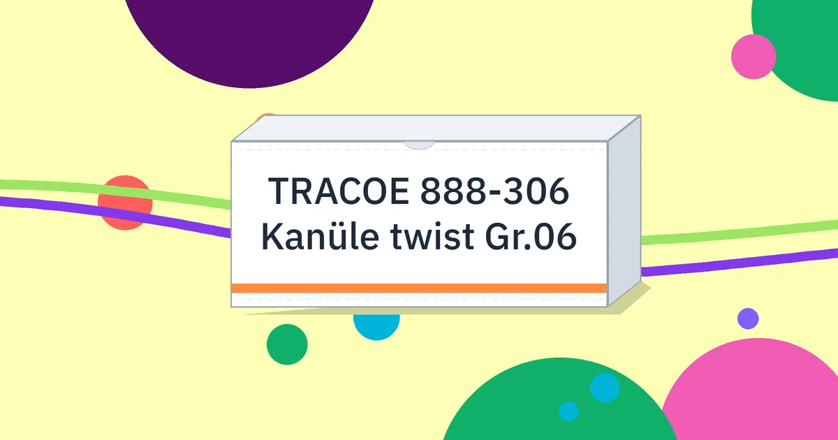 Symbolbild: Packung mit der Aufschrift TRACOE 888-306 Kanüle twist Gr.06 (PZN 09944085) – Verfügbarkeit und Bezug in Apotheken in Frankfurt am Main