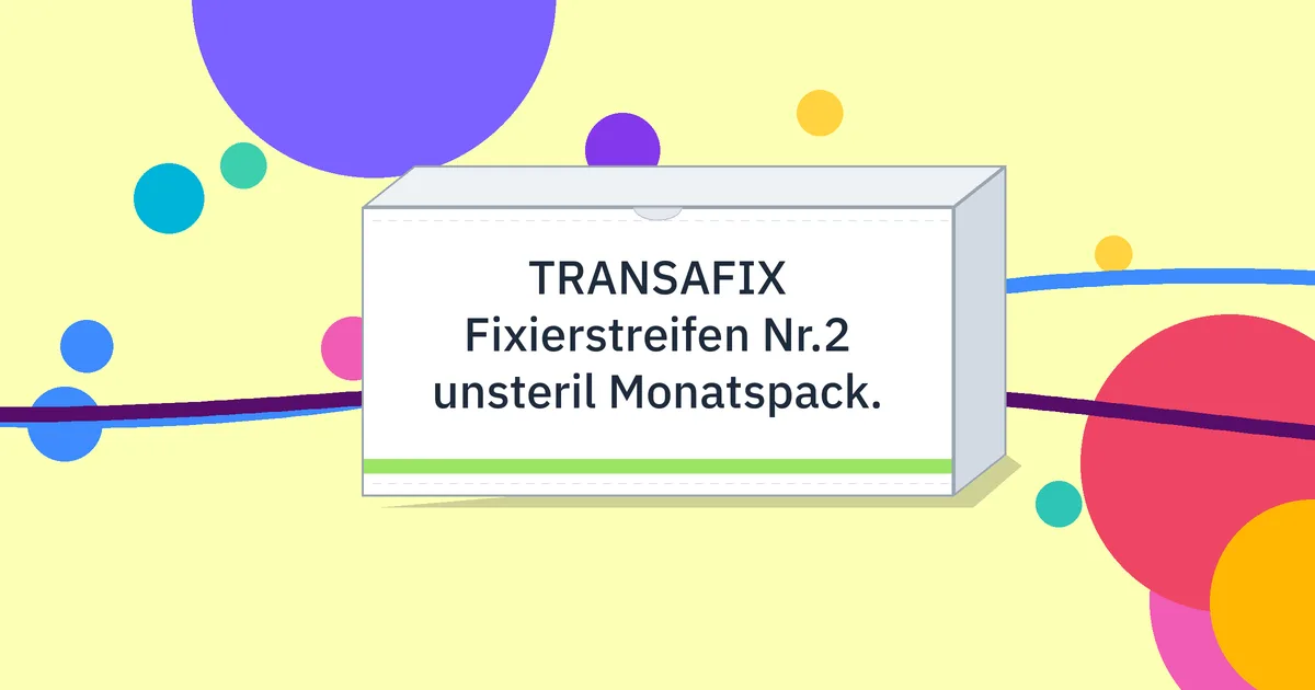 Symbolbild: Packung mit der Aufschrift TRANSAFIX Fixierstreifen Nr.2 unsteril Monatspack. (PZN 17302969) – Verfügbarkeit und Bezug in Apotheken in Frankfurt am Main