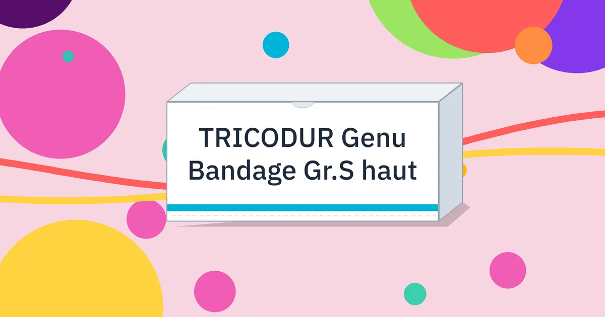 Symbolbild: Packung mit der Aufschrift TRICODUR Genu Bandage Gr.S haut (PZN 06446033) – Verfügbarkeit und Bezug in Apotheken in Frankfurt am Main