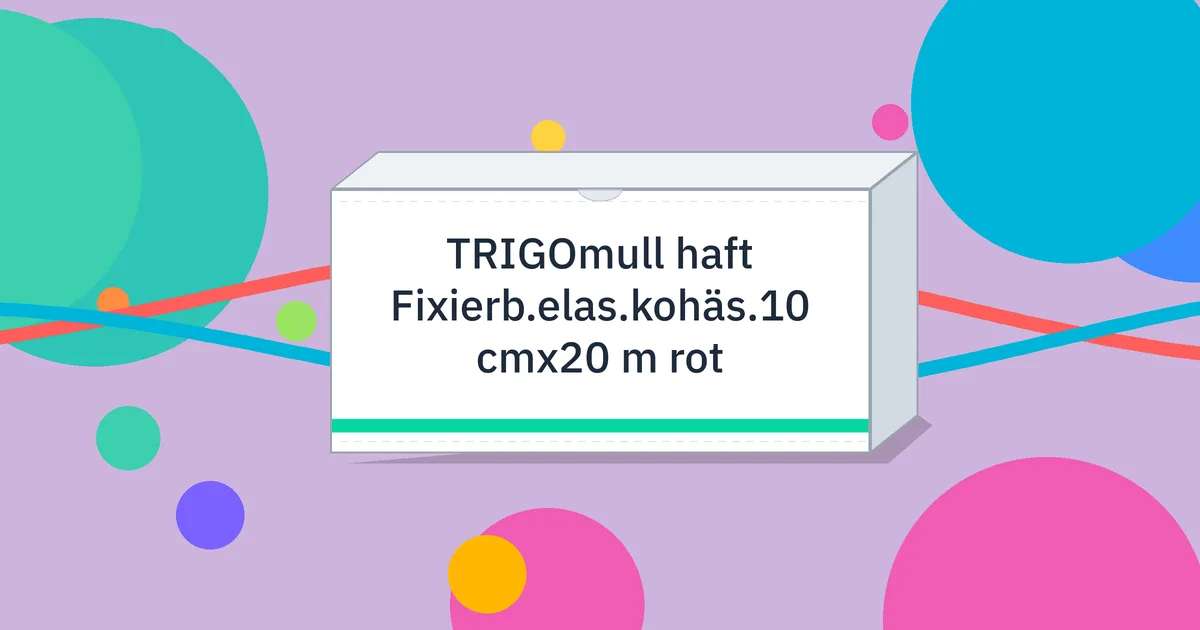 Symbolbild: Packung mit der Aufschrift TRIGOmull haft Fixierb.elas.kohäs.10 cmx20 m rot (PZN 20342688) – Verfügbarkeit und Bezug in Apotheken in Frankfurt am Main