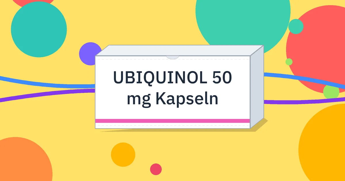 Symbolbild: Packung mit der Aufschrift UBIQUINOL 50 mg Kapseln (PZN 12416869) – Verfügbarkeit und Bezug in Apotheken in Frankfurt am Main