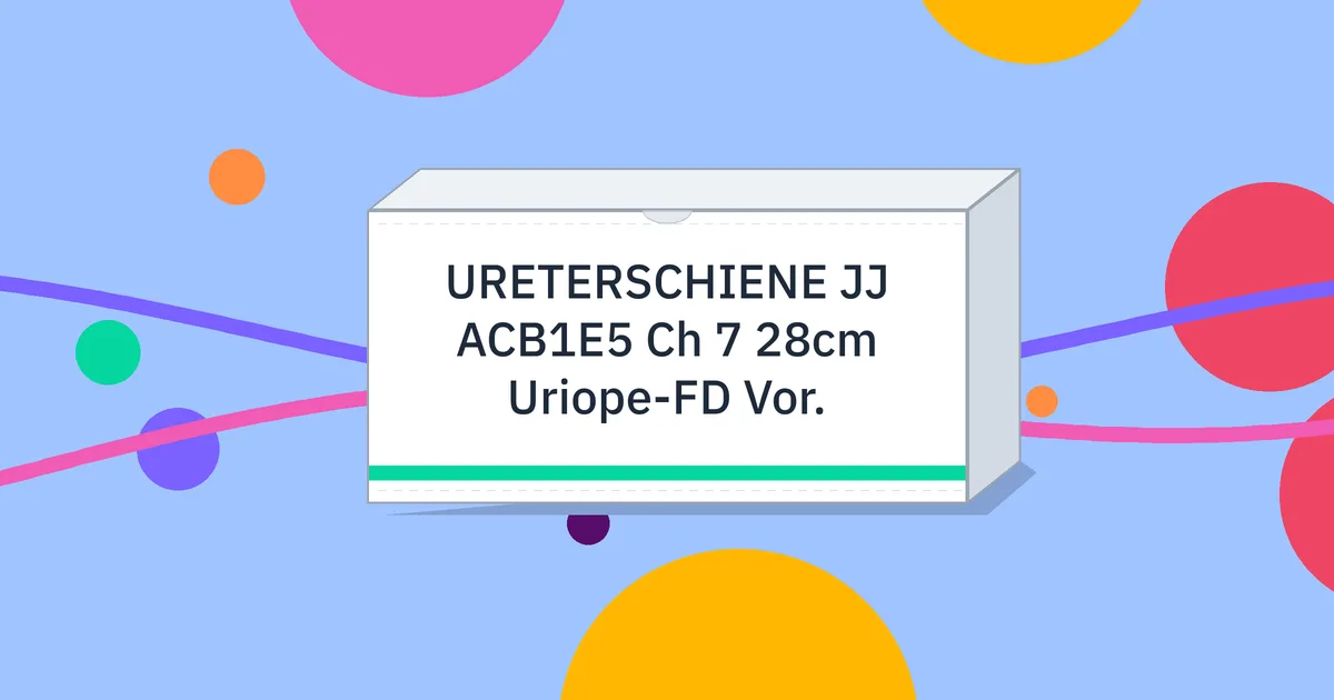 Symbolbild: Packung mit der Aufschrift URETERSCHIENE JJ ACB1E5 Ch 7 28cm Uriope-FD Vor. (PZN 00515170) – Verfügbarkeit und Bezug in Apotheken in Frankfurt am Main