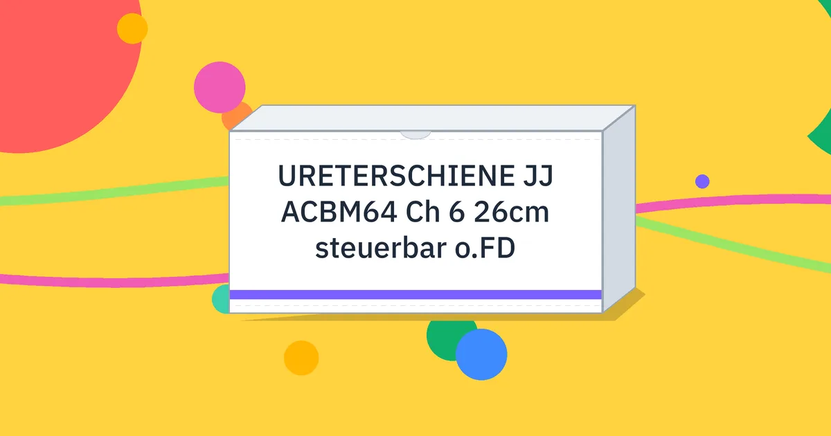 Symbolbild: Packung mit der Aufschrift URETERSCHIENE JJ ACBM64 Ch 6 26cm steuerbar o.FD (PZN 00511462) – Verfügbarkeit und Bezug in Apotheken in Frankfurt am Main