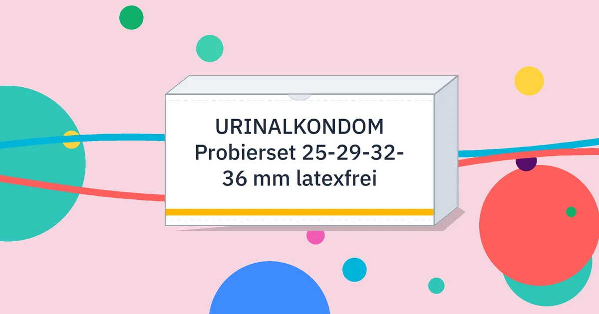 Symbolbild: Packung mit der Aufschrift URINALKONDOM Probierset 25-29-32-36 mm latexfrei (PZN 10742010) – Verfügbarkeit und Bezug in Apotheken in Frankfurt am Main