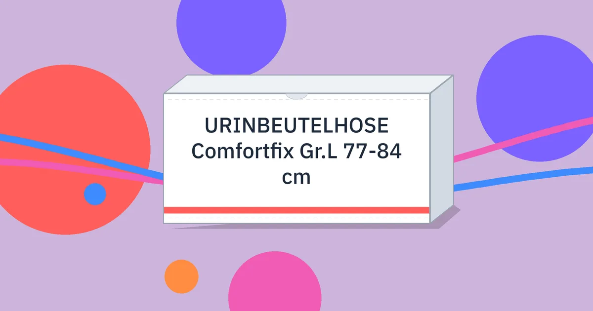 Symbolbild: Packung mit der Aufschrift URINBEUTELHOSE Comfortfix Gr.L 77-84 cm (PZN 04210929) – Verfügbarkeit und Bezug in Apotheken in Frankfurt am Main