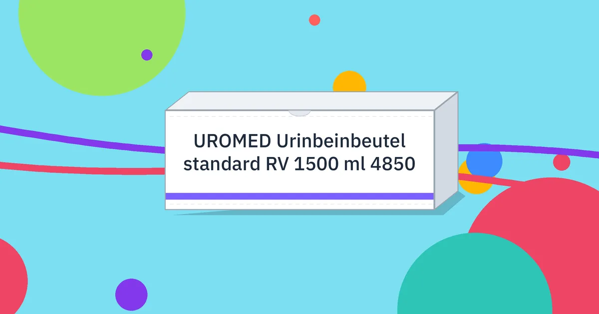 Symbolbild: Packung mit der Aufschrift UROMED Urinbeinbeutel standard RV 1500 ml 4850 (PZN 04743560) – Verfügbarkeit und Bezug in Apotheken in Frankfurt am Main