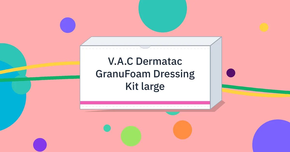 Symbolbild: Packung mit der Aufschrift V.A.C Dermatac GranuFoam Dressing Kit large (PZN 18023119) – Verfügbarkeit und Bezug in Apotheken in Frankfurt am Main