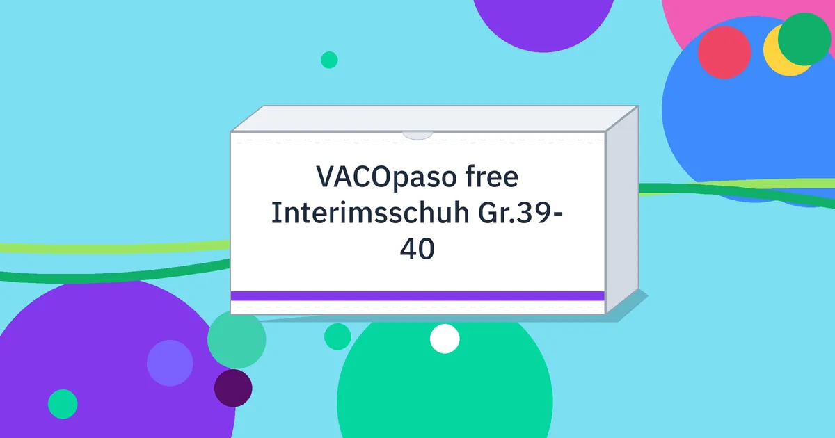 Symbolbild: Packung mit der Aufschrift VACOpaso free Interimsschuh Gr.39-40 (PZN 17519315) – Verfügbarkeit und Bezug in Apotheken in Frankfurt am Main