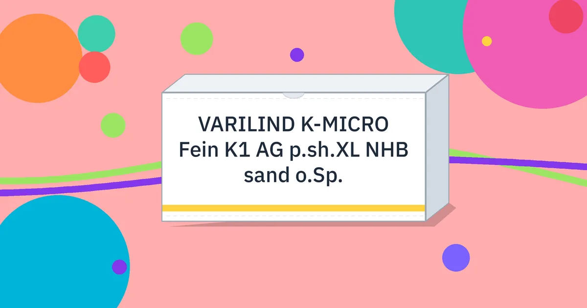 Symbolbild: Packung mit der Aufschrift VARILIND K-MICRO Fein K1 AG p.sh.XL NHB sand o.Sp. (PZN 20554686) – Verfügbarkeit und Bezug in Apotheken in Frankfurt am Main