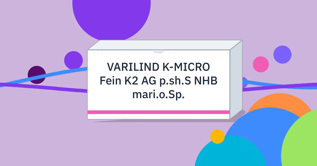 Symbolbild: Packung mit der Aufschrift VARILIND K-MICRO Fein K2 AG p.sh.S NHB mari.o.Sp. (PZN 20618653) – Verfügbarkeit und Bezug in Apotheken in Frankfurt am Main