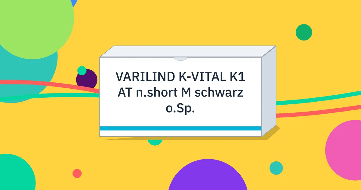 Symbolbild: Packung mit der Aufschrift VARILIND K-VITAL K1 AT n.short M schwarz o.Sp. (PZN 20560505) – Verfügbarkeit und Bezug in Apotheken in Frankfurt am Main