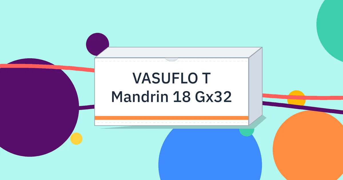 Symbolbild: Packung mit der Aufschrift VASUFLO T Mandrin 18 Gx32 (PZN 02476244) – Verfügbarkeit und Bezug in Apotheken in Frankfurt am Main