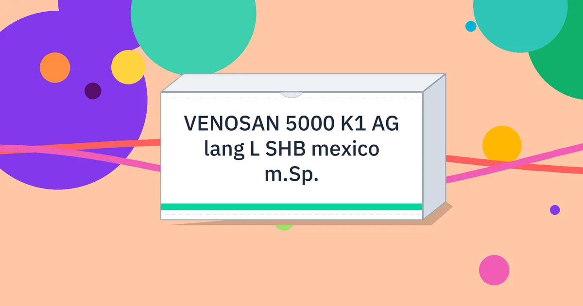 Symbolbild: Packung mit der Aufschrift VENOSAN 5000 K1 AG lang L SHB mexico m.Sp. (PZN 14429681) – Verfügbarkeit und Bezug in Apotheken in Frankfurt am Main
