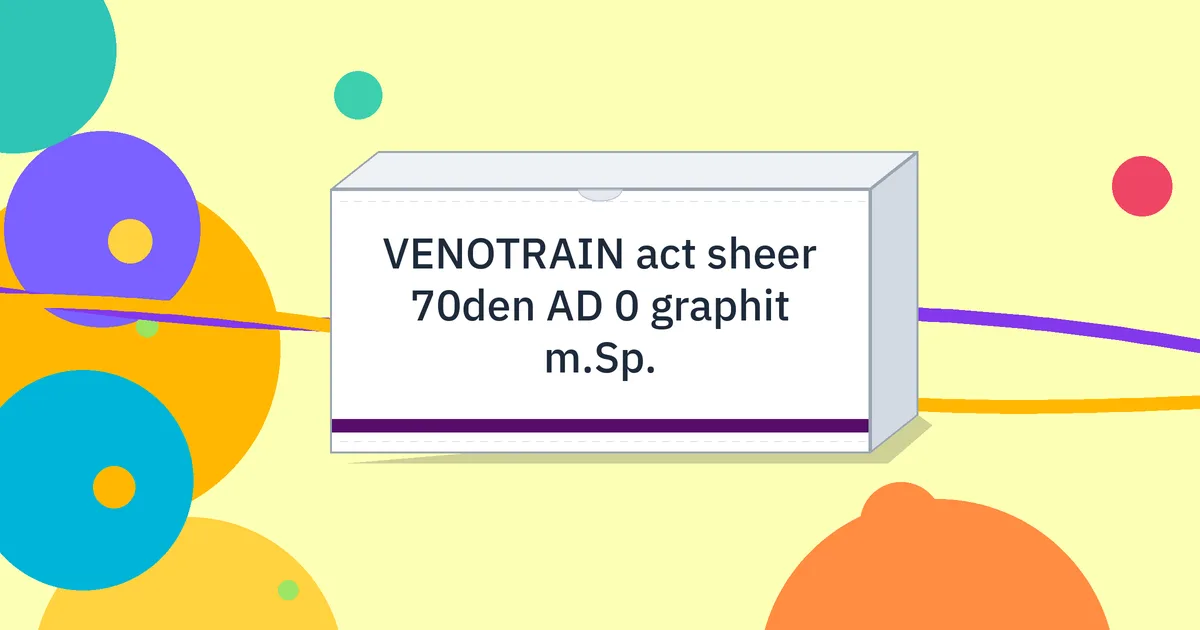 Symbolbild: Packung mit der Aufschrift VENOTRAIN act sheer 70den AD 0 graphit m.Sp. (PZN 16208777) – Verfügbarkeit und Bezug in Apotheken in Frankfurt am Main