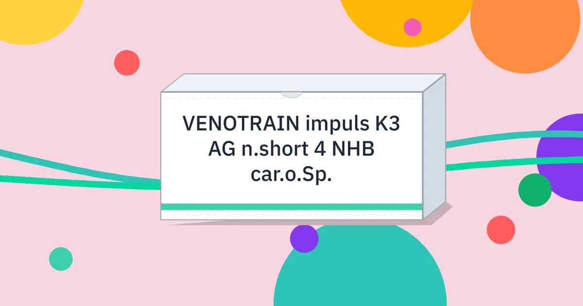 Symbolbild: Packung mit der Aufschrift VENOTRAIN impuls K3 AG n.short 4 NHB car.o.Sp. (PZN 08421913) – Verfügbarkeit und Bezug in Apotheken in Frankfurt am Main