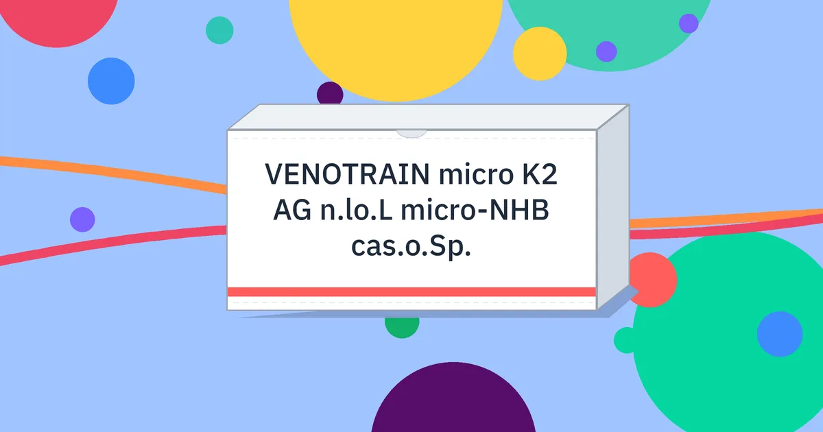 Symbolbild: Packung mit der Aufschrift VENOTRAIN micro K2 AG n.lo.L micro-NHB cas.o.Sp. (PZN 20758696) – Verfügbarkeit und Bezug in Apotheken in Frankfurt am Main